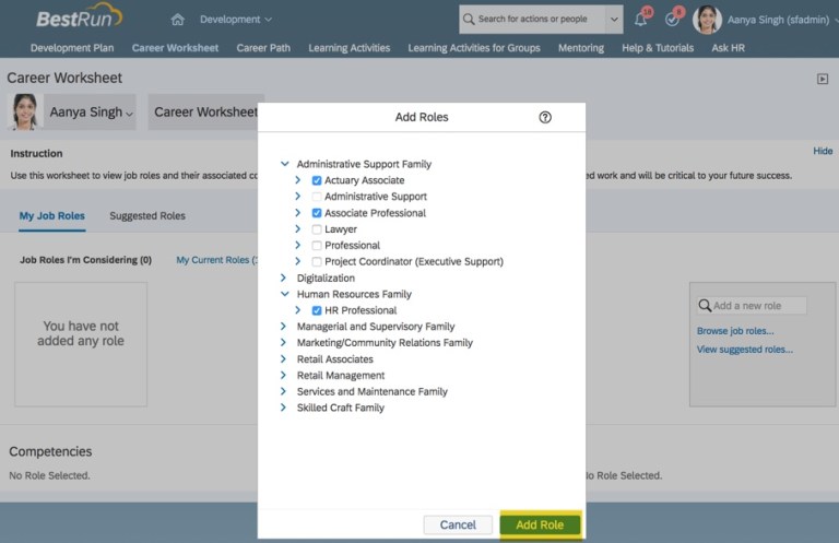 Using Role Readiness within SAP SuccessFactor’s Career Worksheet ...