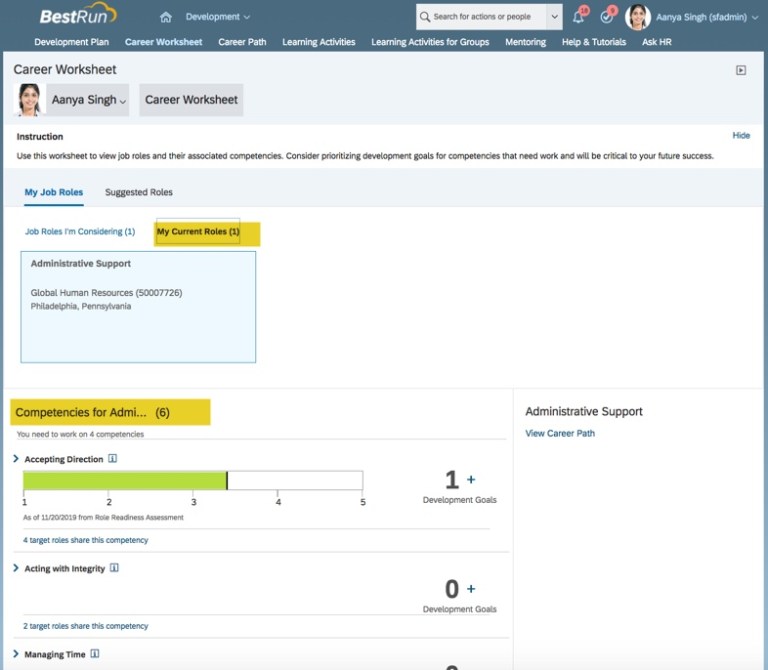 Using Role Readiness within SAP SuccessFactor’s Career Worksheet ...