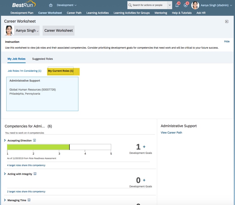 Using Role Readiness within SAP SuccessFactor’s Career Worksheet ...