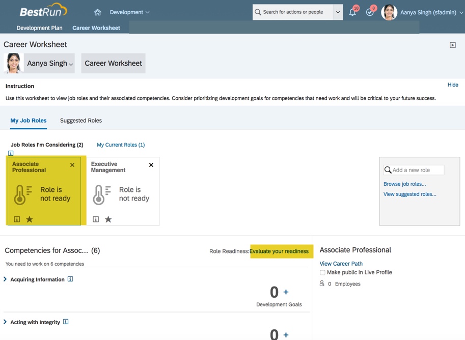 Using Role Readiness within SAP SuccessFactor’s Career Worksheet ...