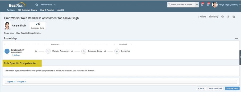 Implementing the SuccessFactors Role Readiness Assessment Form ...